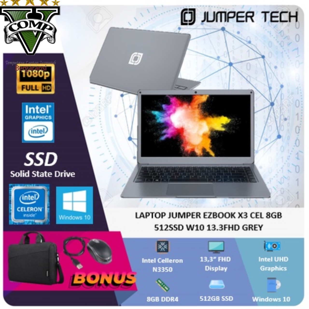 LAPTOP JUMPER TECH EZBOOK X3 Celeron N3450 Ram 8GB SSD 256GB | Lazada ...
