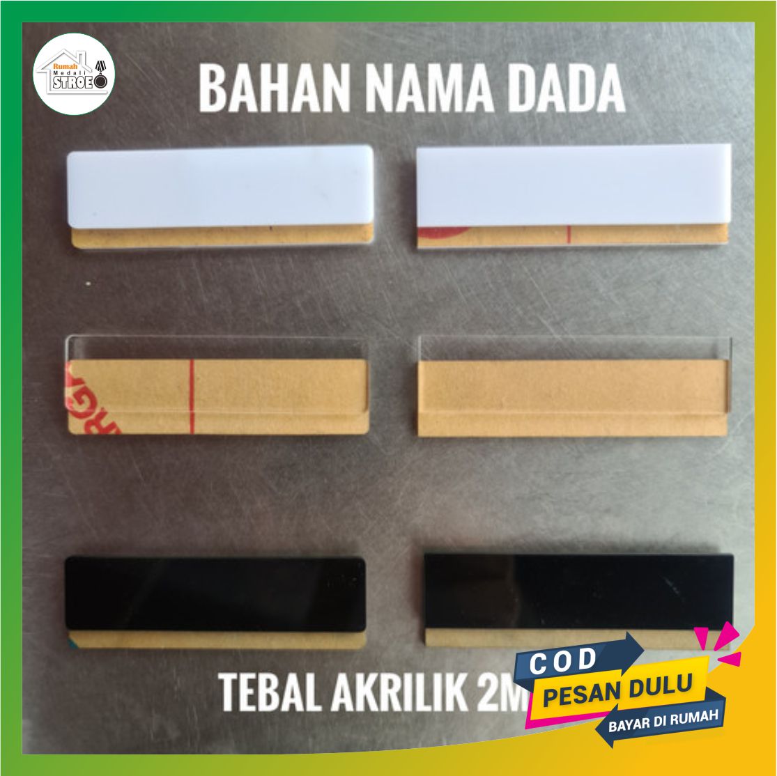 (ISI 50Pcs) Bahan Nama Dada Name Tag Akrilik tebal 2 ml Putih Bersih ...