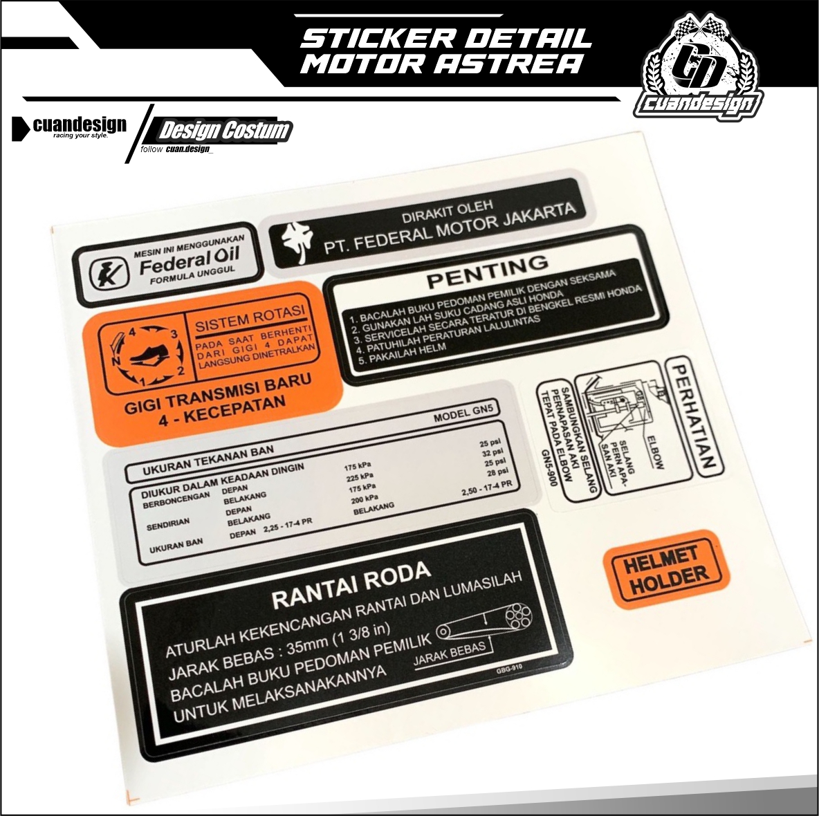 STIKER DETAIL / STICKER PELENGKAP MOTOR HONDA ASTREA STAR PRIMA GRAND ...