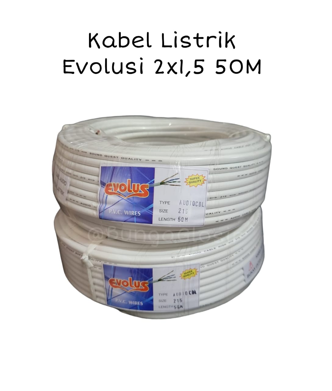Kabel HYO 2x1,5 50m Evolus Kabel Listrik Serabut Putih 2x1,5 | Lazada ...