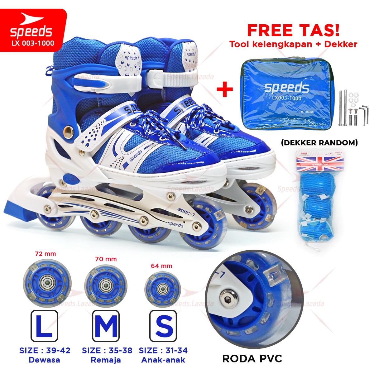 SPEEDS Inline Skate Sepatu Roda Anak Dewasa dan Remaja Roller Skate ...