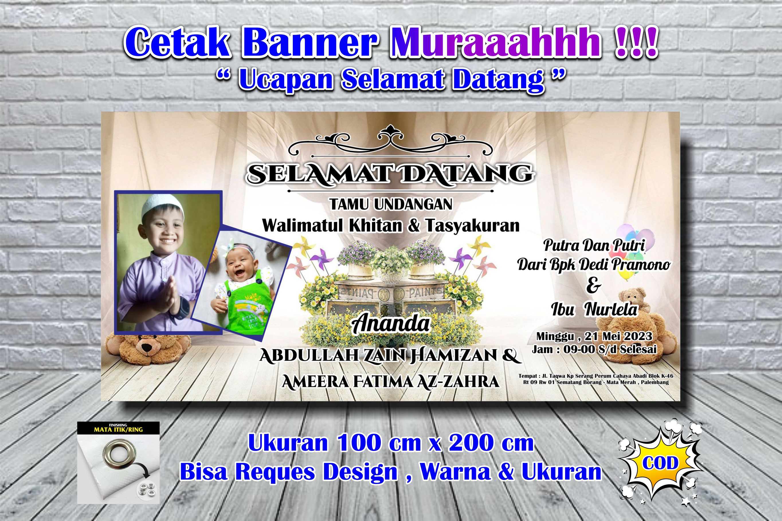 Spanduk Banner Selamat Datang Ukuran 100 cm x 200 cm I Banner Khitanan | Lazada Indonesia