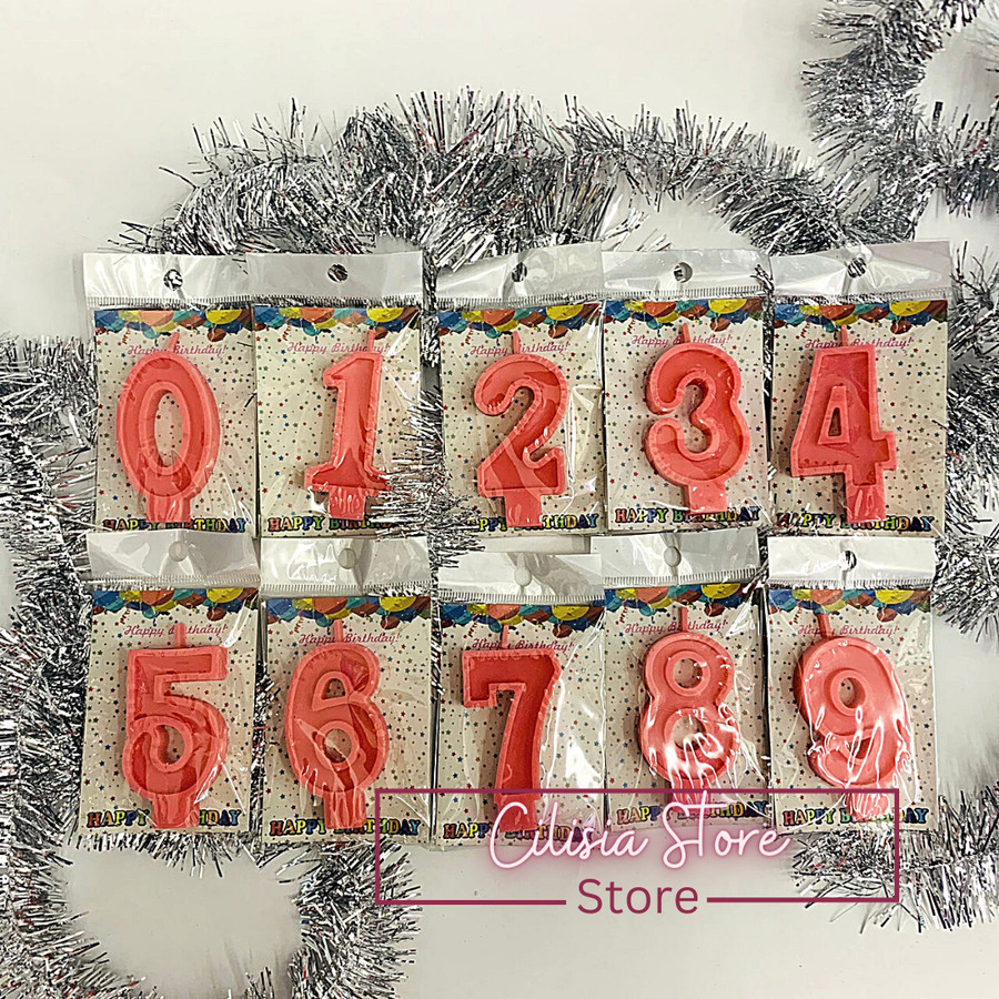 Lilin Angka 0-9 / Lilin Ulang Tahun Warna Pink / Birthday Candle ...