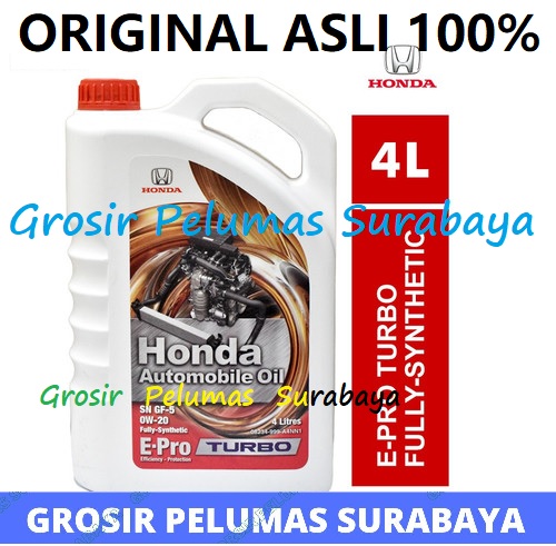 ORIGINAL oli mobil HONDA epro e-pro Turbo Red 0W-20 0W20 galon 4 Liter E Pro Merah Red oil Mesin ...