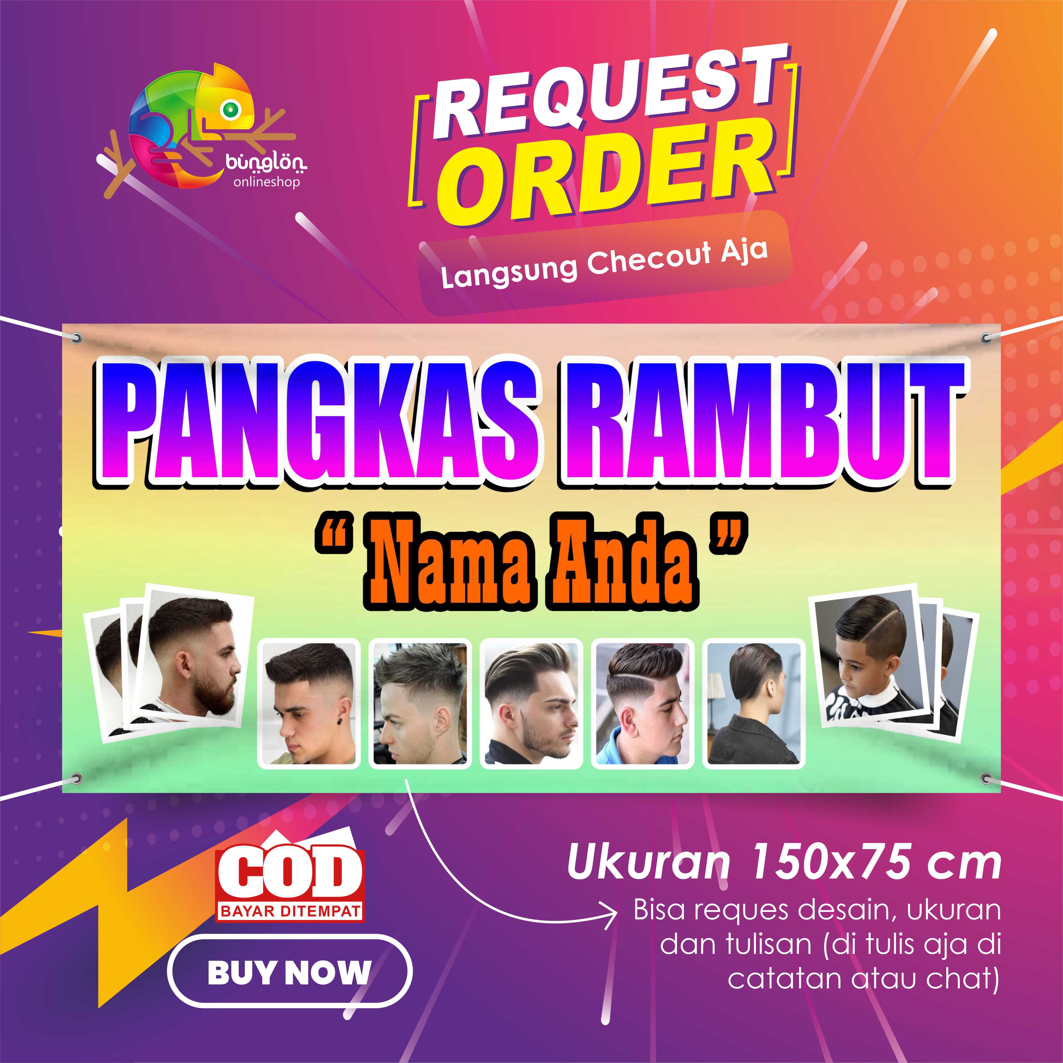Spanduk, Banner Pangkas Rambut, Potong Rambut Bisa Custom Nama | Lazada ...