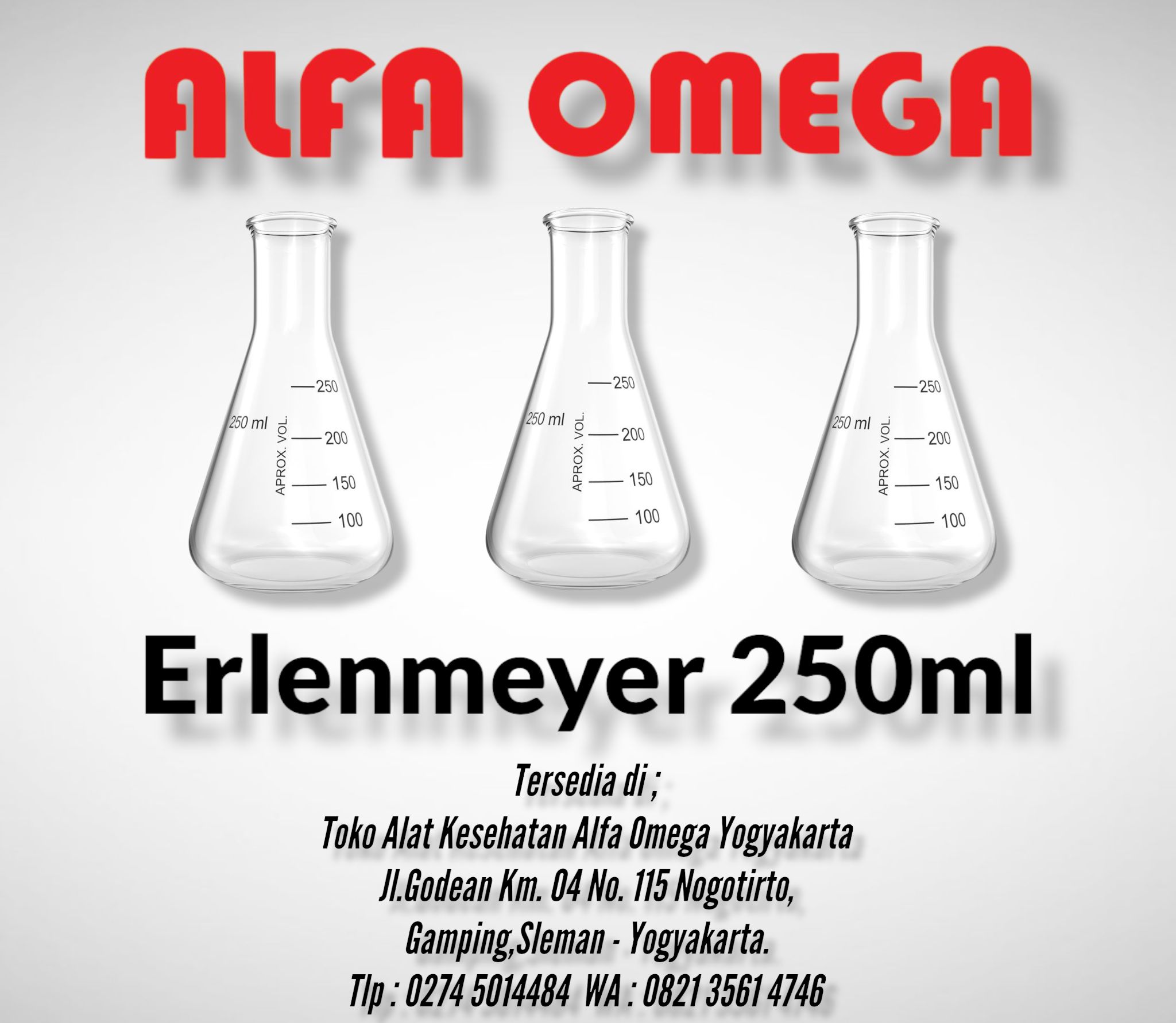 Erlenmeyer 250ml Merek Pyrex/Erlenmeyer 250ml/Peralatan Laboratorium ...