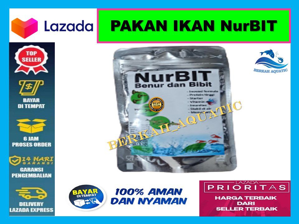 Pakan Burayak NurBit benur bibit 50 gr cupang guppy lobster udang ikan ...
