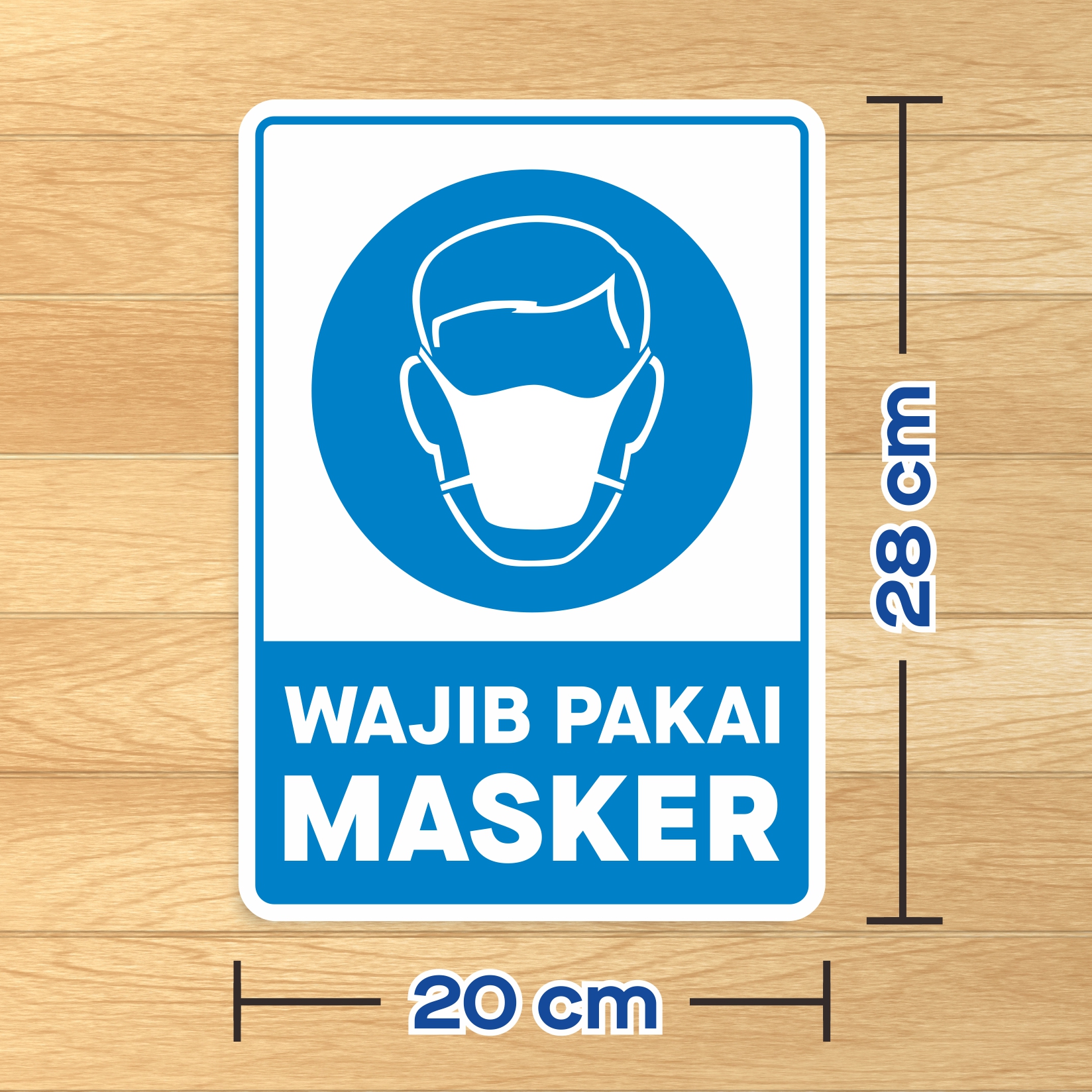 Sticker Label Sign Vinyl Stiker Area Wajib Pakai Masker, 28 x 20 cm ...