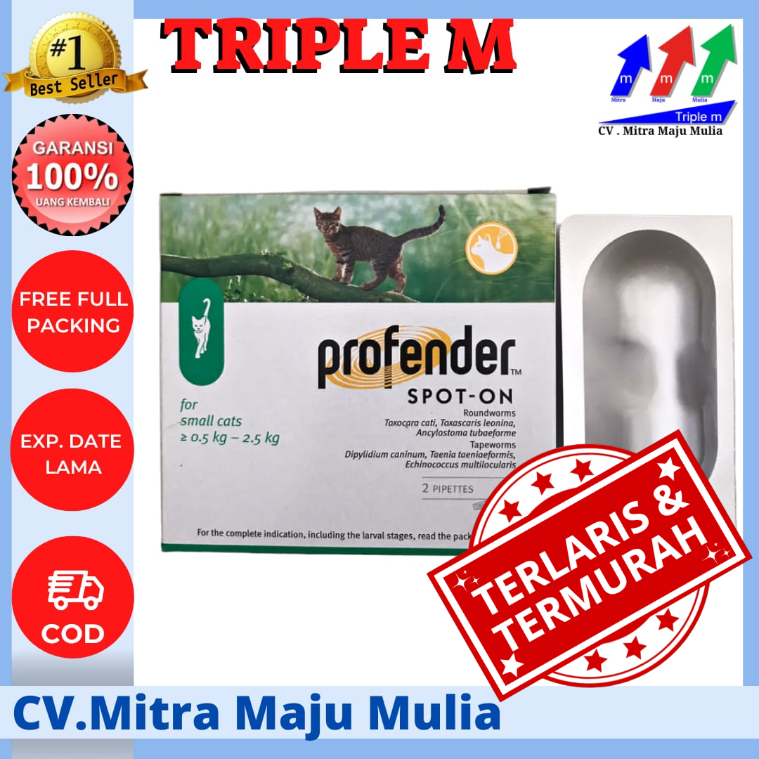 PROFENDER CAT small 0.5-2.5kg TRIPLE M - OBAT CACING KUCING TETES ...