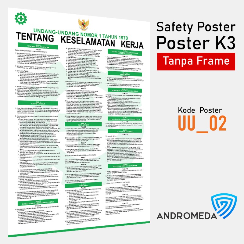 Safety Poster K3 Keselamatan Kerja UU no.2 | Lazada Indonesia