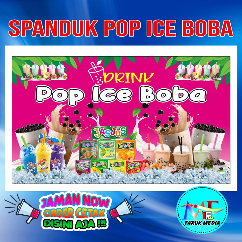 Spanduk banner pop ice boba terbaru paling keren ukuran 160x60 cm bisa ...