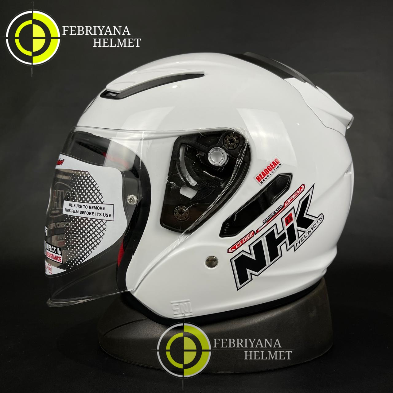 HELM NHK R1 SOLID WHITE HALF FACE NHK R1 DOUBLE VISOR | Lazada Indonesia