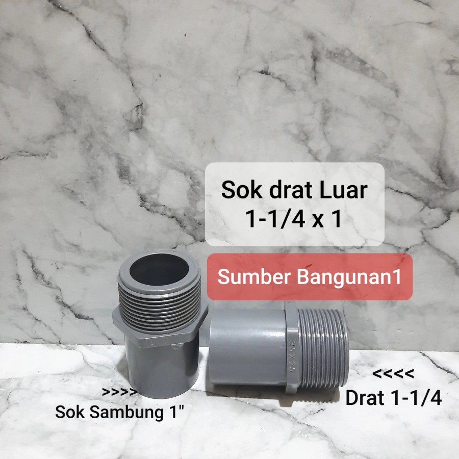 Sok Drat Luar 1-1/4 x 1 sambungan pipa ulir jetpump pompa air | Lazada ...