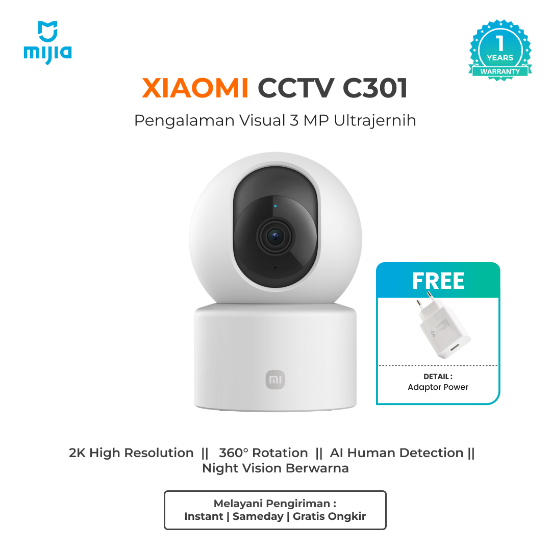 Xiaomi Smart Camera C301 2K Kamera CCTV 360 3MP With Night Vision Color | Lazada Indonesia