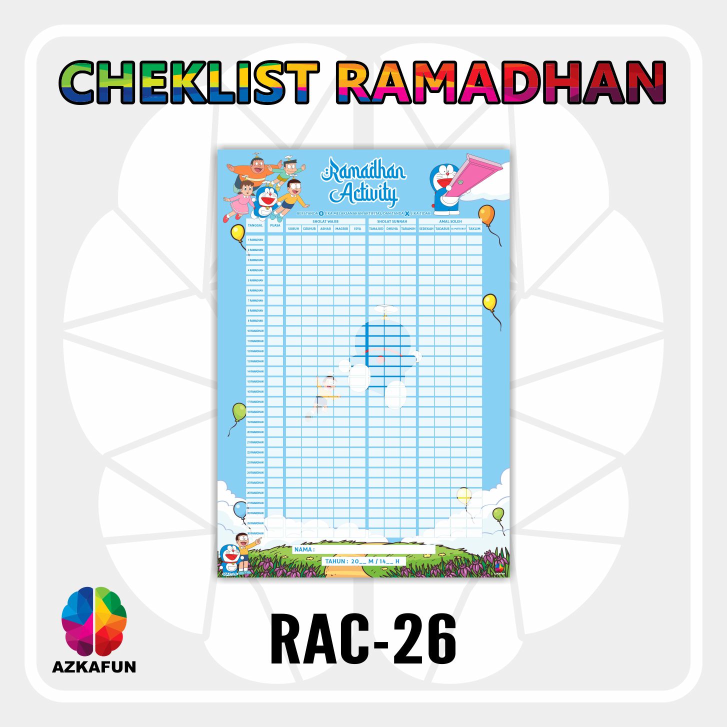 Poster Checklist RAMADHAN ACTIVITY - Ceklist Aktifitas tema Karakter ...