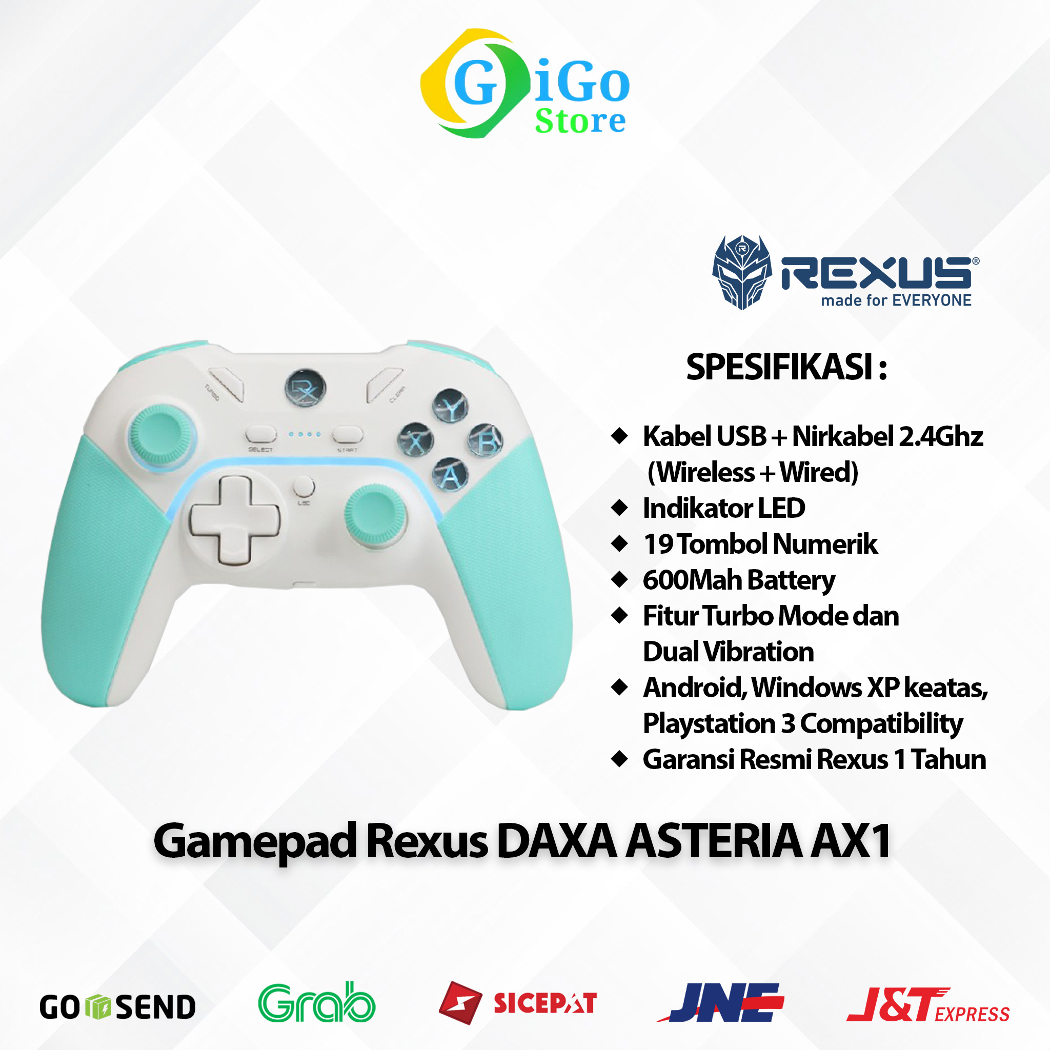 Gamepad Rexus Daxa Asteria AX1 Wired / Wireless Laptop PC PS3 Komputer ...
