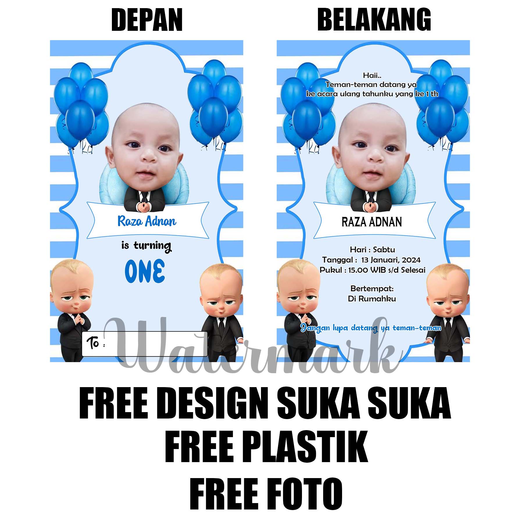 (PER 50 PCS UNDANGAN ULTAH) / Undangan ulang tahun / undangan ultah ...