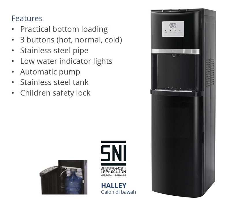 Gea HALLEY Water Dispenser Air Galon Bawah 3 Kran Panas Normal Dingin ...