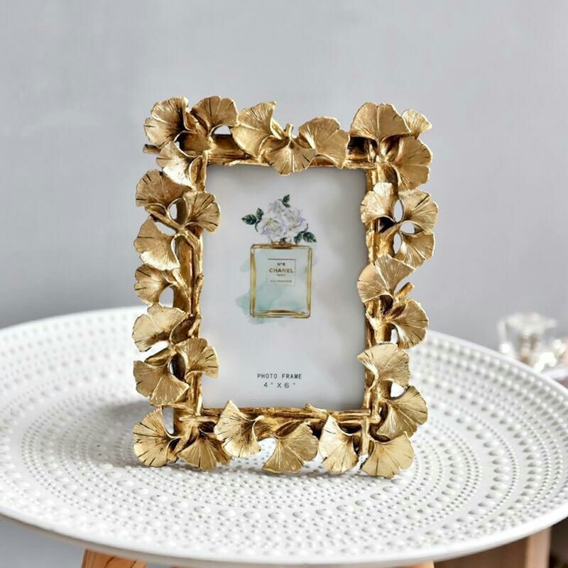 Frame Photo Gold Gingko bingkai foto bentuk daun bunga gingko emas ...