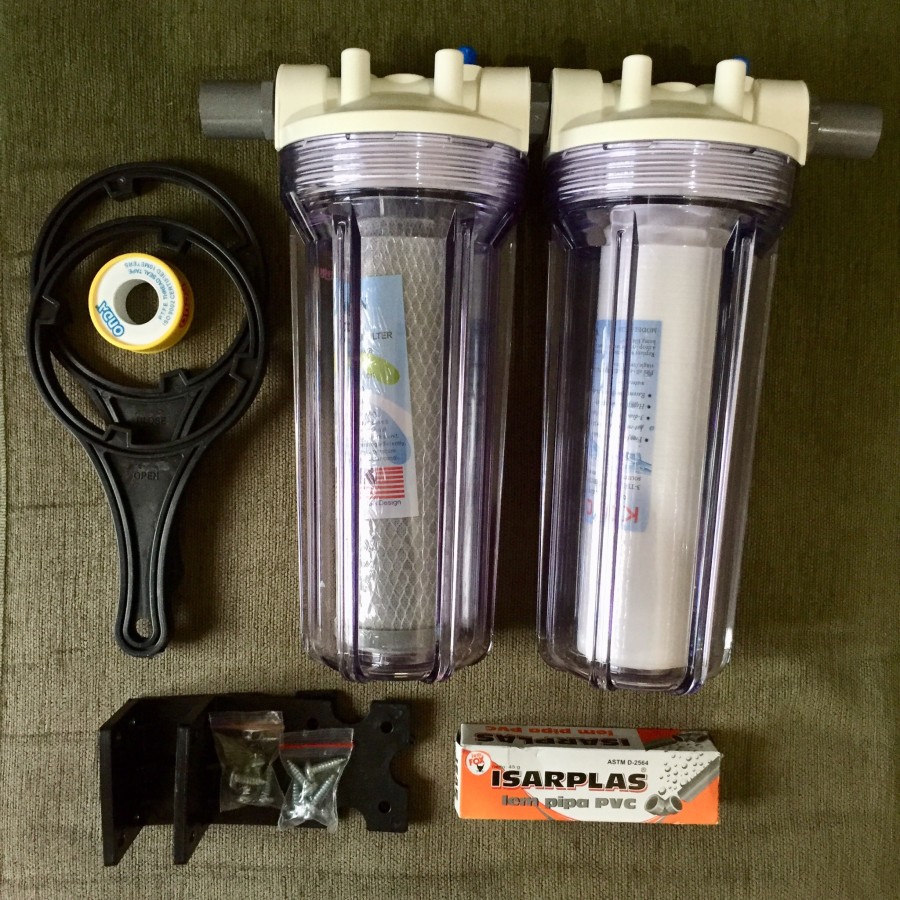 Paket 2 Tabung Filter Saringan Air Siap Pakai utk Air Keruh dan Berbau ...