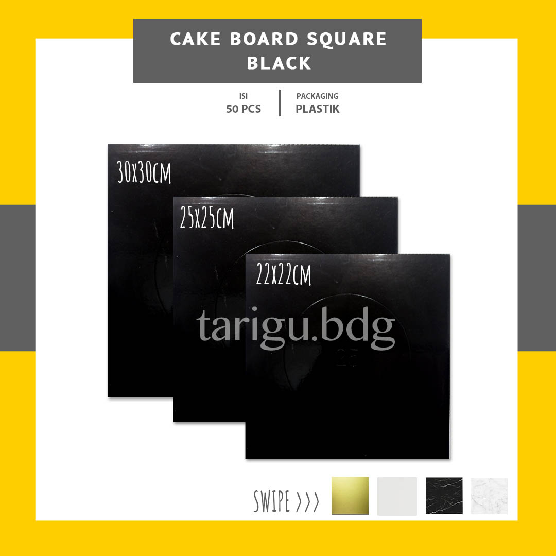 BLACK ALAS KUE MOTIF HITAM - CAKE BASE TATAKAN KUE - GOLD CAKE BOARD ...