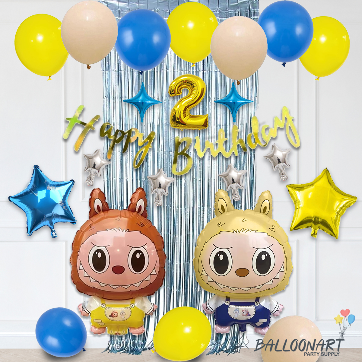 LABUBU SIMPLE DEKORASI SET/DEKORASI ULANG TAHUN ANAK/BALON FOIL LABUBU ...