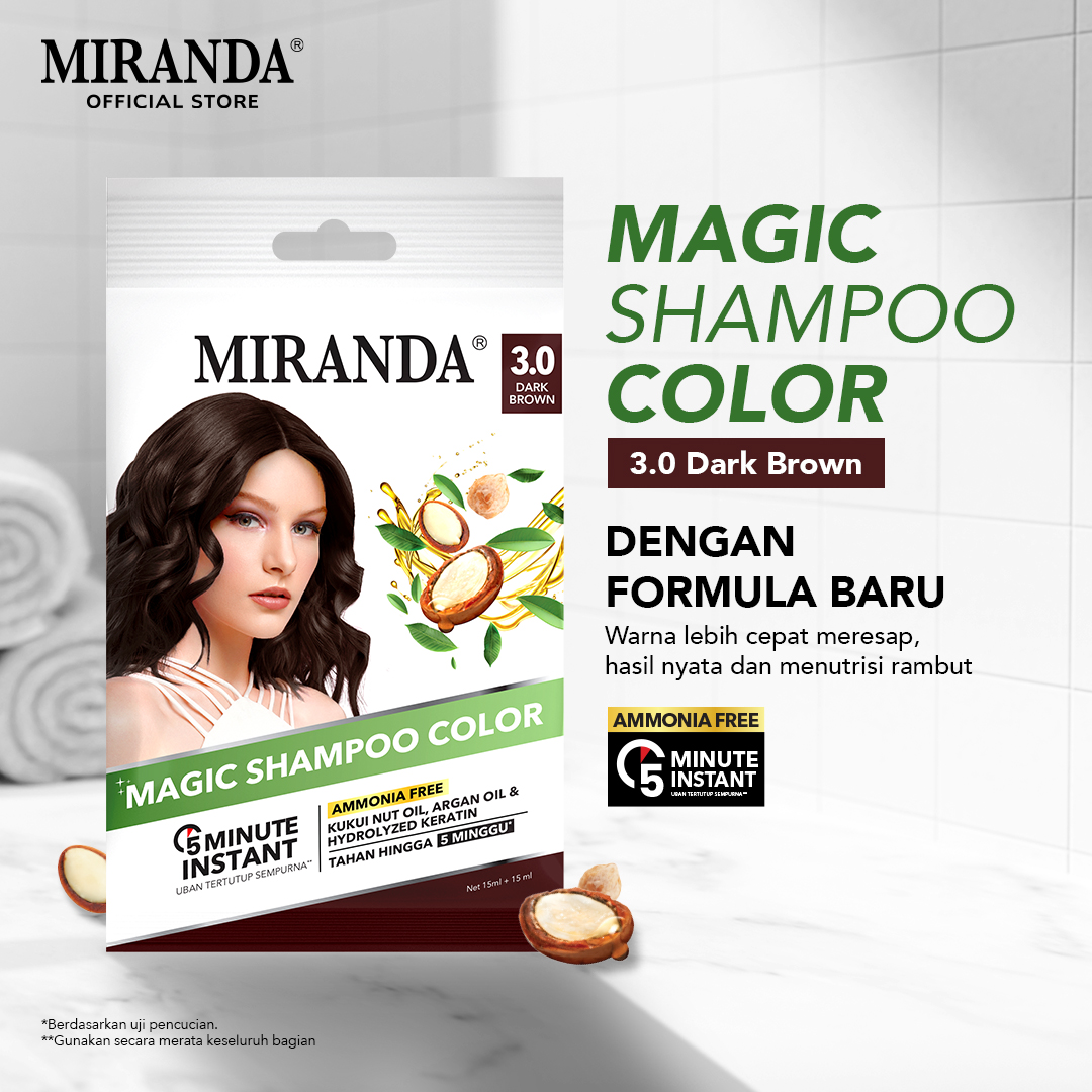 [NEW FORMULA] Miranda Magic Shampoo Color - Dark Brown | Lazada Indonesia