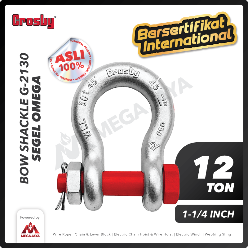 CROSBY Bow Shackle Omega G2130 12 Ton - 1-1/4" Segel Bolt Type | Lazada ...