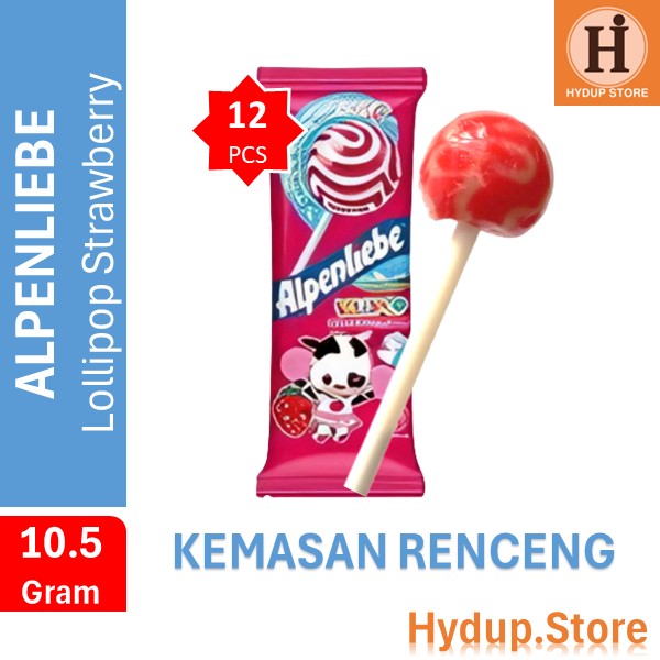Permen lolipop Alpenliebe | alpenlibe Stroberi Strawberry Susu Satuan ...
