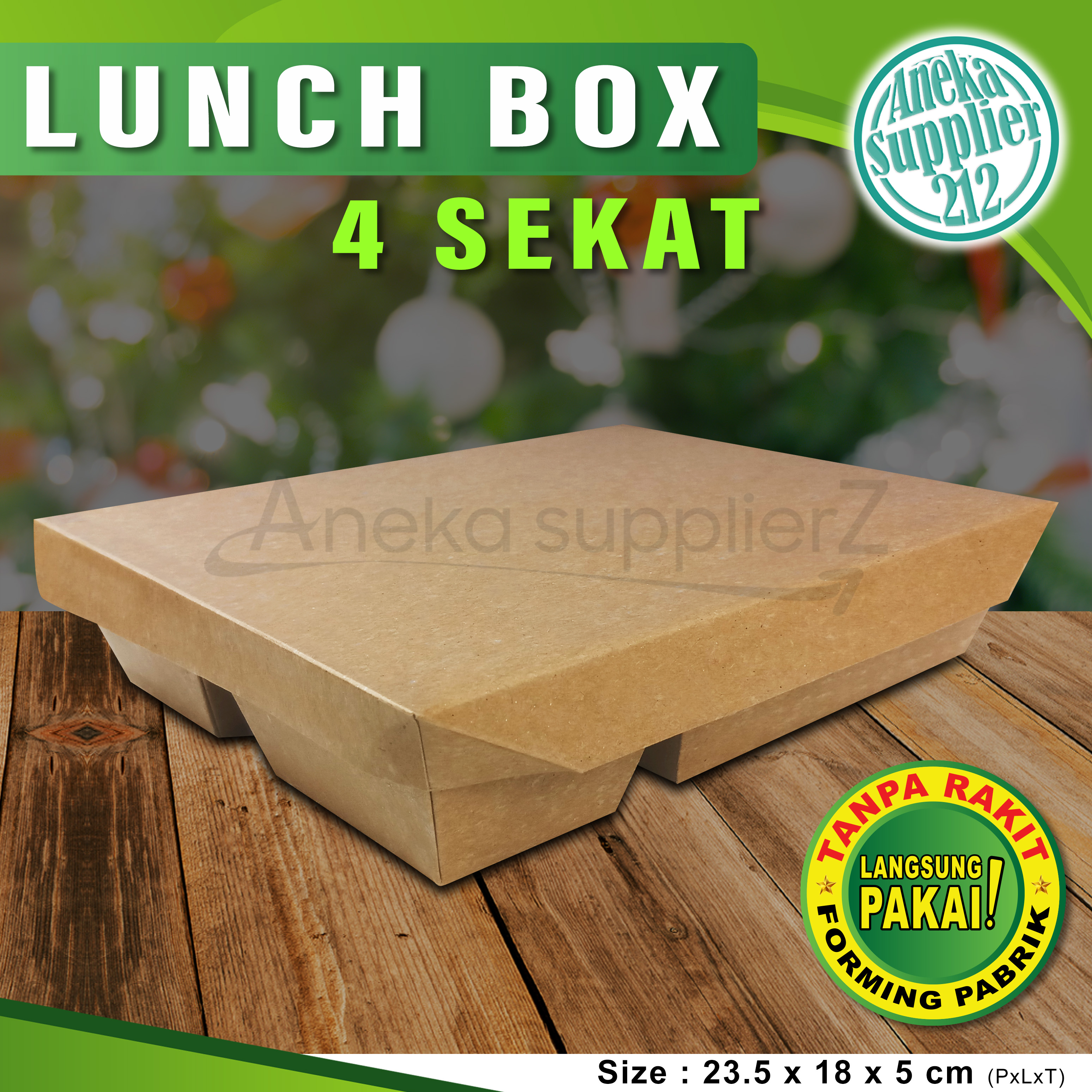 Paper Lunch Box Sekat 4 - Lunch Box Paper Sekat 4 - Kotak Bento Sekat 4 Kraft Coklat isi ( 20 ...