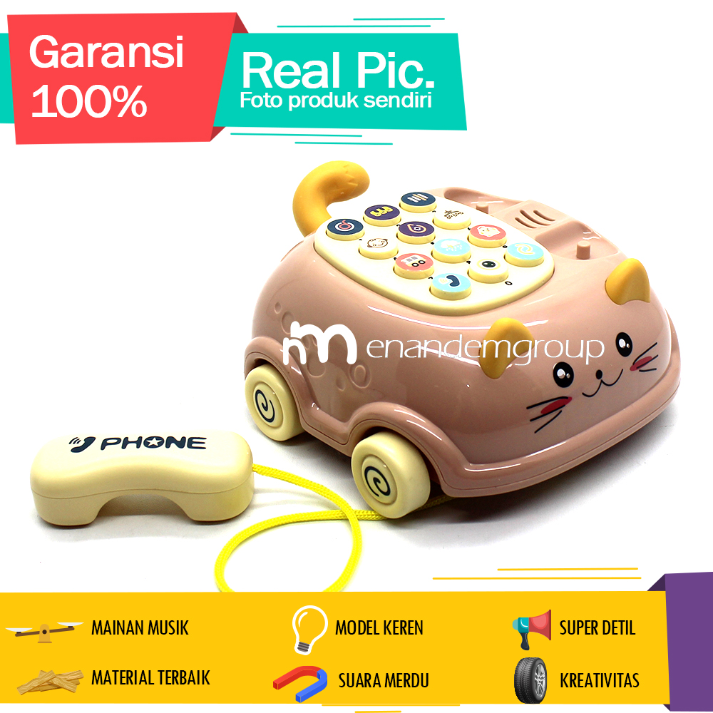 Mainan Edukasi Musik Mobil Telpon Anak 12 Fungsi Suara Super Imut LED ...