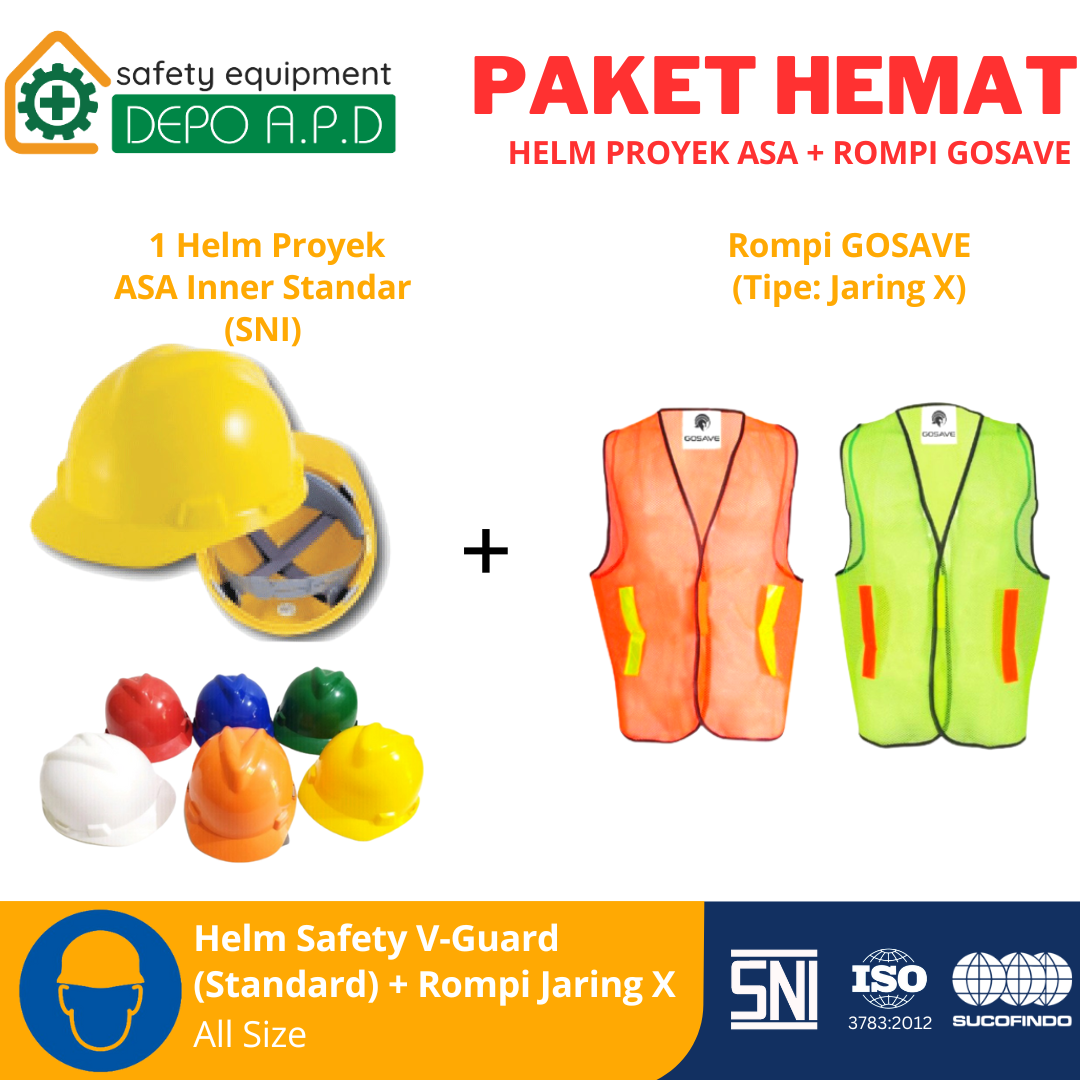 PAKET HEMAT Helm Safety Proyek ASA STANDAR SNI + ROMPI 5 TIPE | Lazada ...