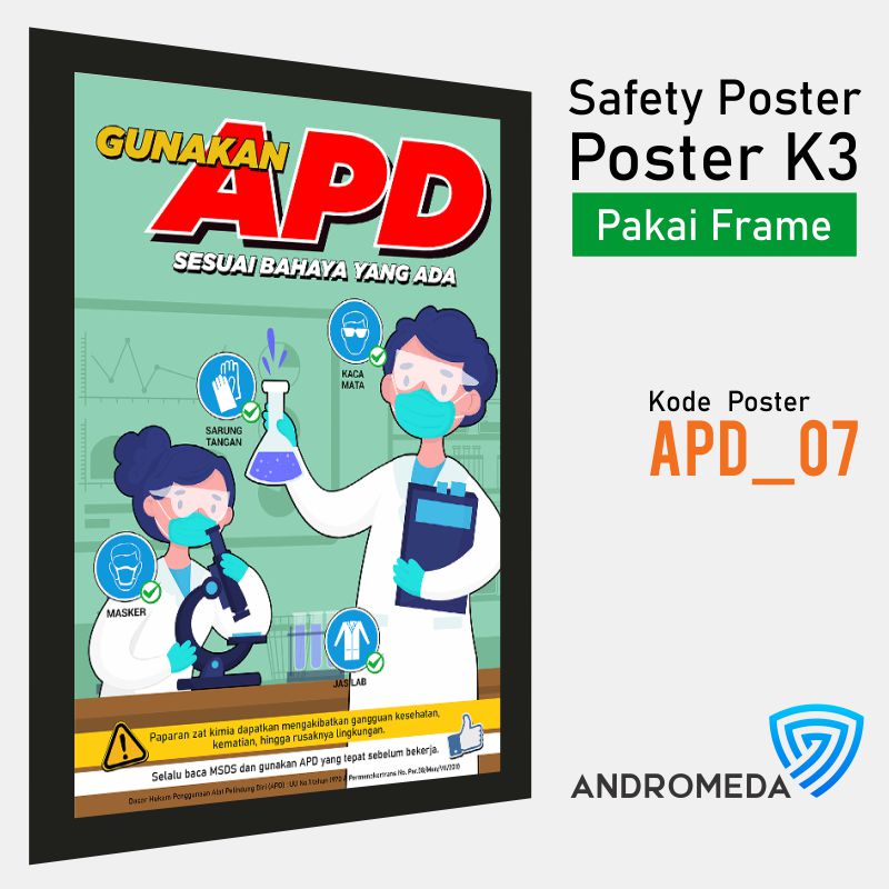 Safety Poster : APD Chemical Bekerja Kimia Laboratorium + Frame ...
