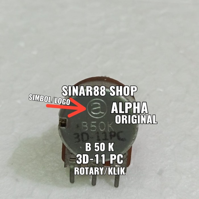 POTENSIO MONO+KLIK/ROTARY B50K B 50K 50 K KLIK ROTARY ALPHA ORIGINAL ...
