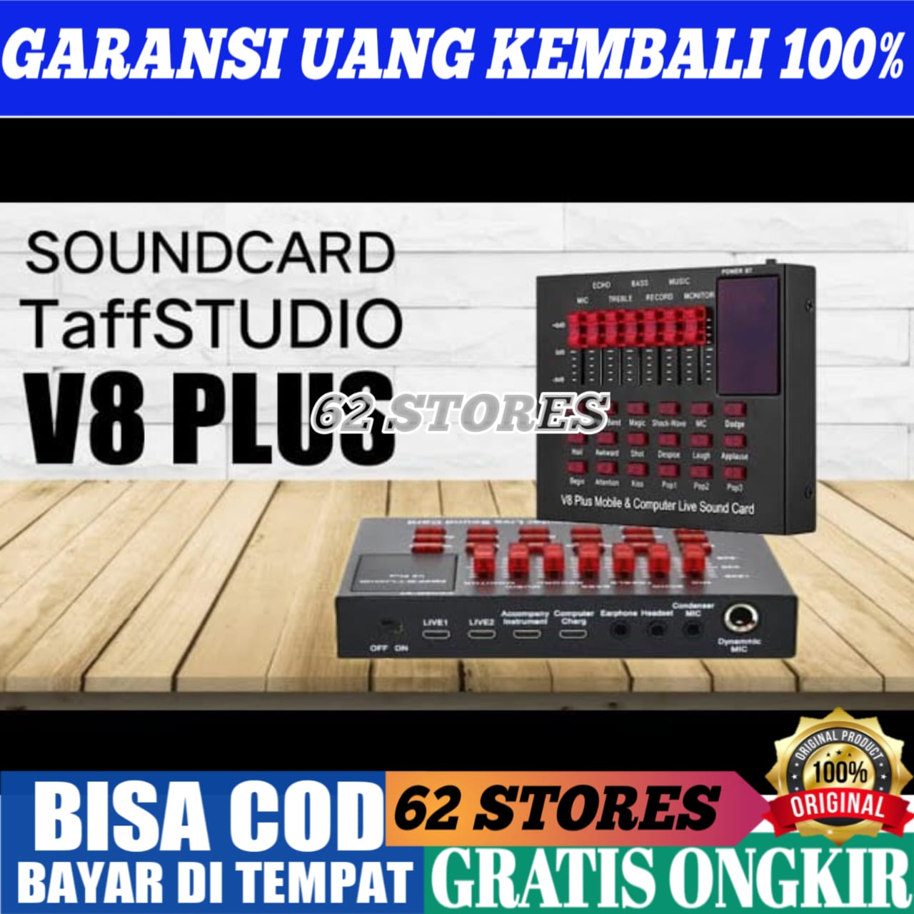 COD Soundcard V8 Plus Paket Lengkap Mic Condenser Original Tinggal Pakai TaffSTUDIO Bluetooth ...