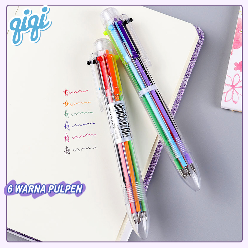 Pulpen 6 Warna/Transparan Pena Ballpont Pen/bolpoin/Pulpen gambar ...