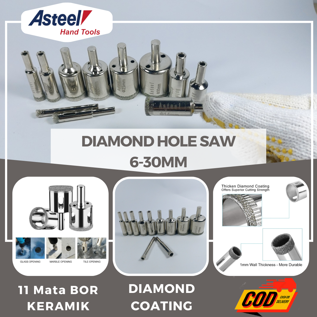 Asteel Mata bor pelubang kaca keramik granit set 11pcs ukuran 30mm ...