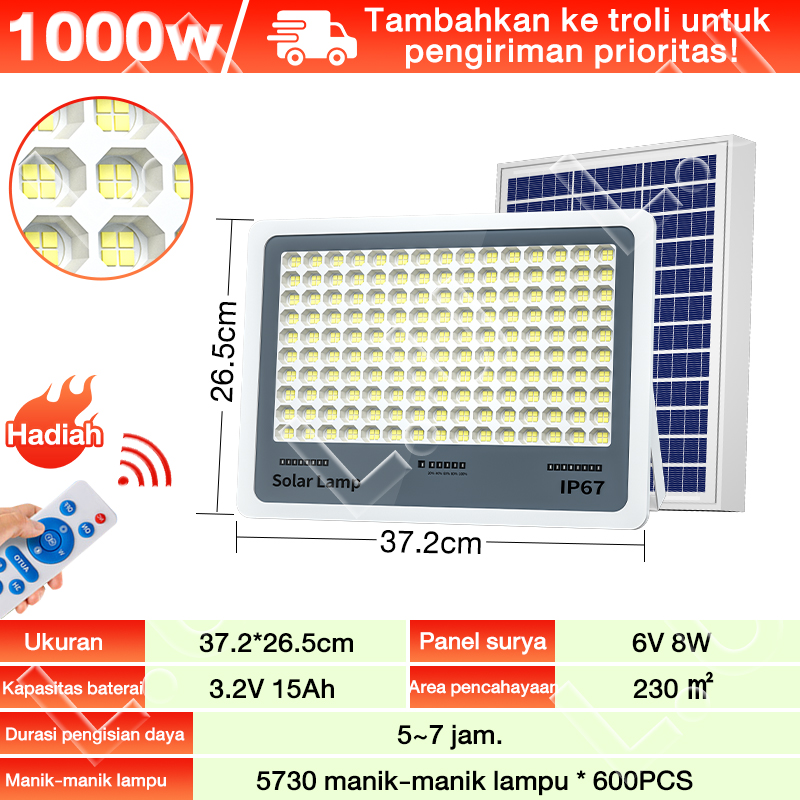 lampu tenaga matahari tenaga surya 1500W led surya solar cell Beli 1 ...