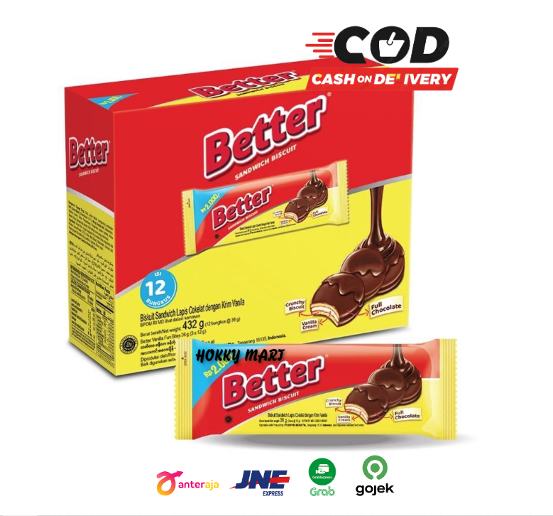 Biskuit Better Sandwich Biscuit 30gr 1 pack isi 3 pcs Biskuit Mayora ...