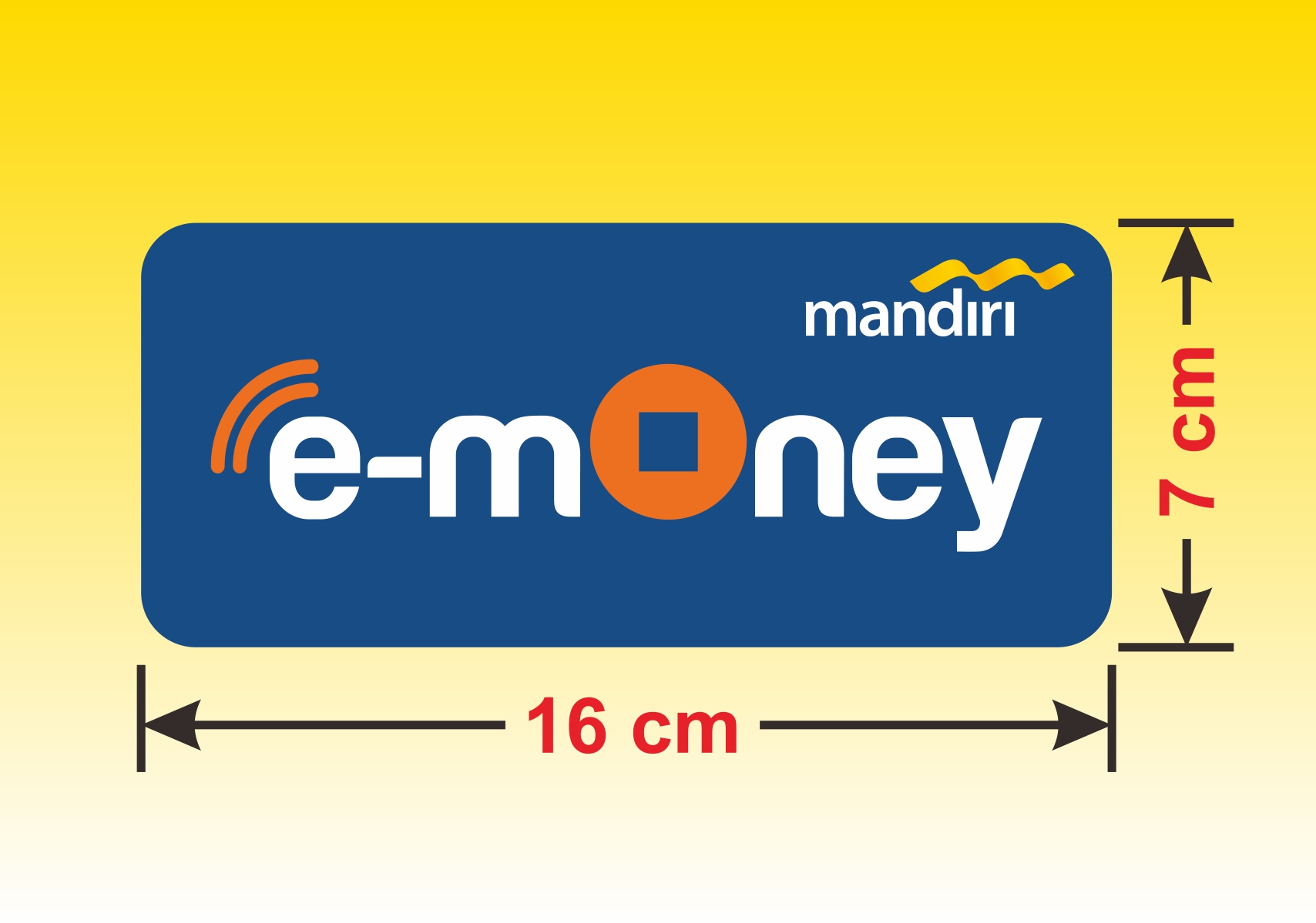 Sticker e-money Mandiri pembayaran non tunai cashless emoney 16 x 7 cm ...