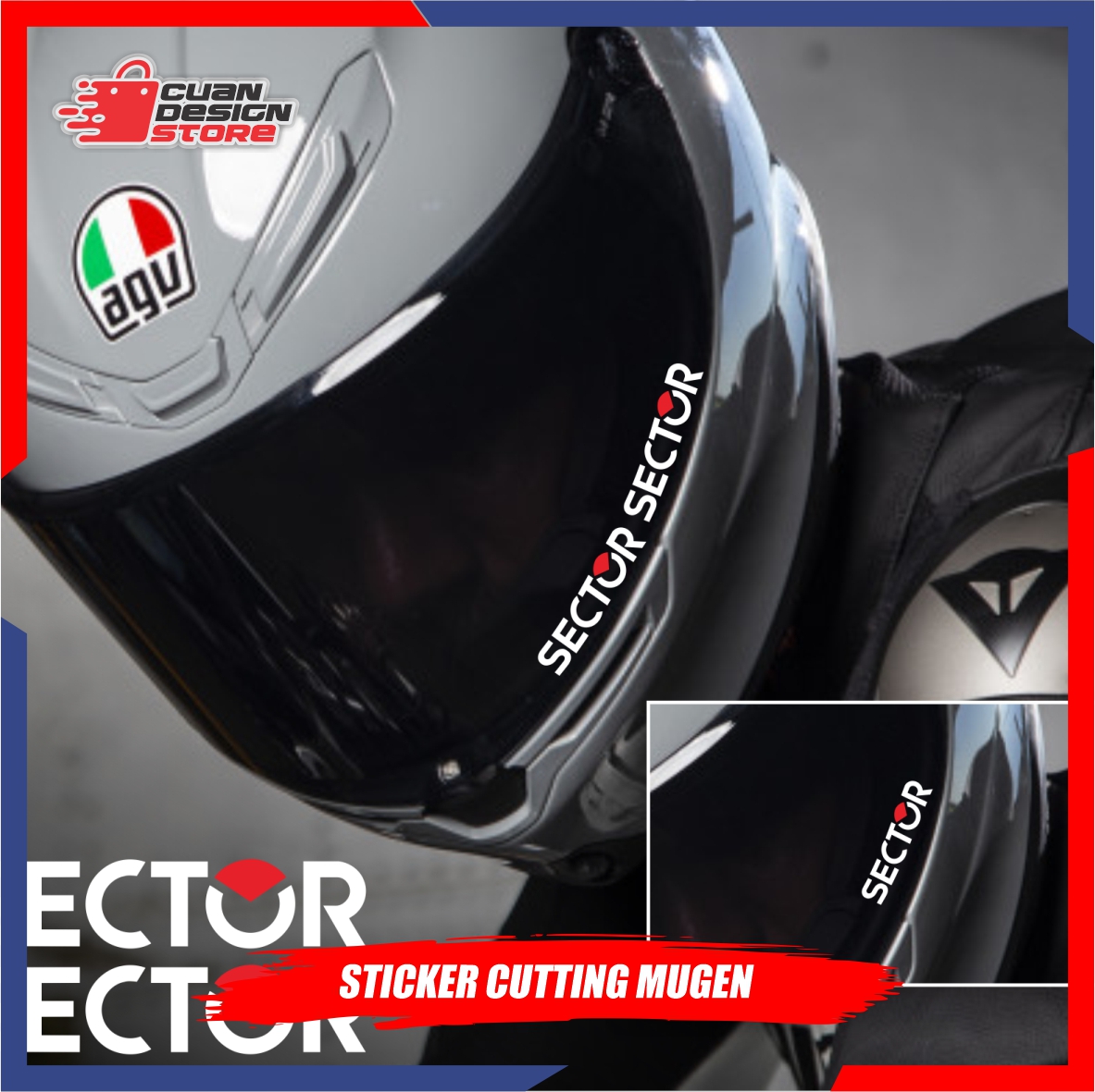 STIKER VISOR KACA HELM SECTOR STICKER CUTTING LEM KUAT TAHAN BERTAHUN ...