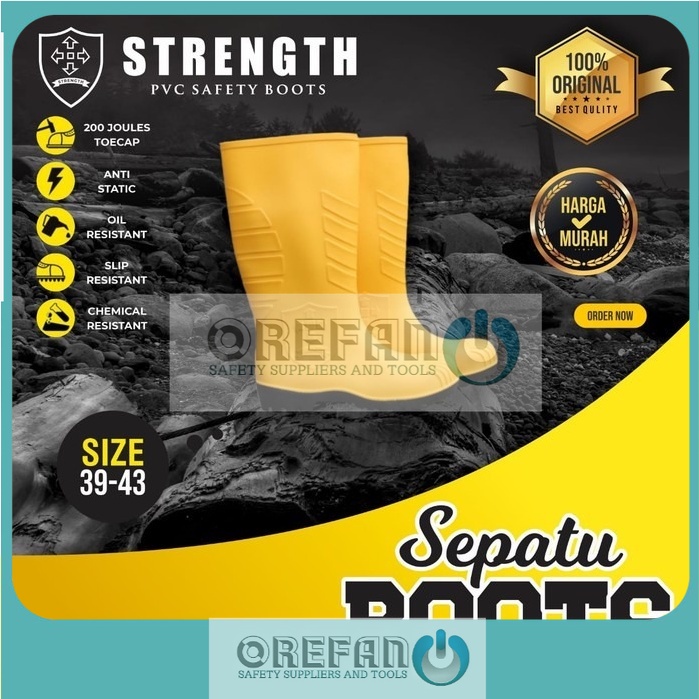 SEPATU PVC SAFETY BOOTS STRENGTH sepatu boots safety ujung besi ...