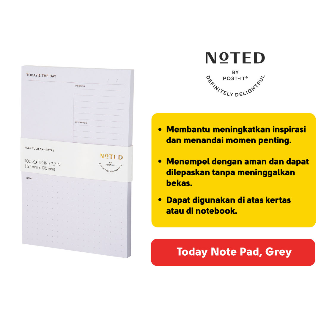 3M Noted by Post-it NTD-58-GRY Grey Daily Planner Memo Abu / 100 lembar ...