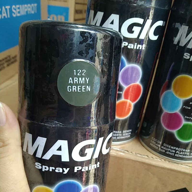 cat semprot pilok pilox magic spray paint magic army green 122 hijau ...