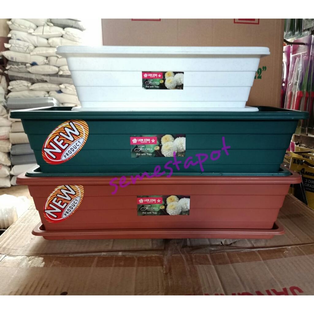 Pot Bunga Persegi Panjang Plastik Lionstar Trivetto Ukuran M Plus ...