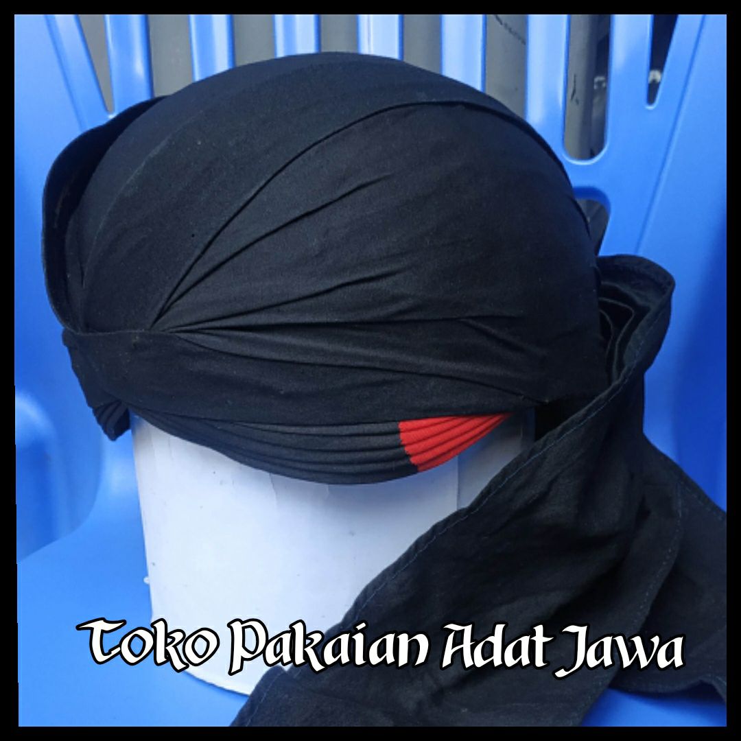 Blangkon Jogja Hitam Polos sliwir sumping Merah - Busana jawa - Pakaian ...