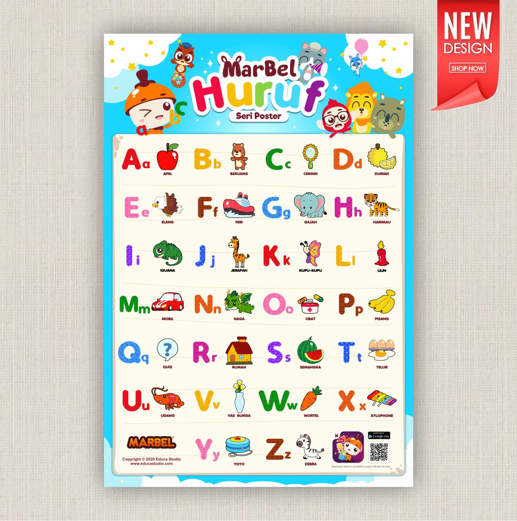 Poster Alphabet Huruf ABC - Alat Peraga Pendidikan TK SD | Lazada Indonesia
