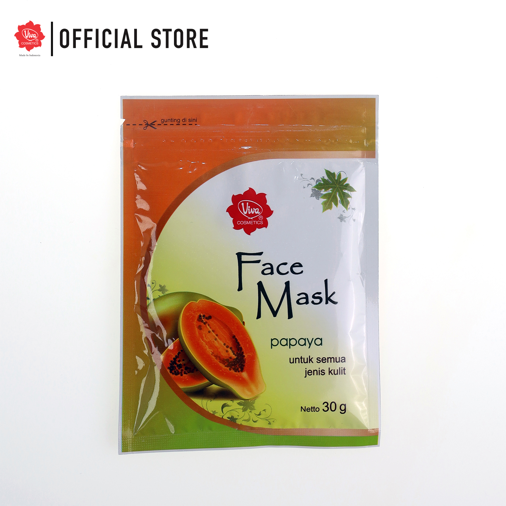 Viva Face Mask Papaya with Vit A, C, Enzim Papain & Salt Mineral - 30gr ...