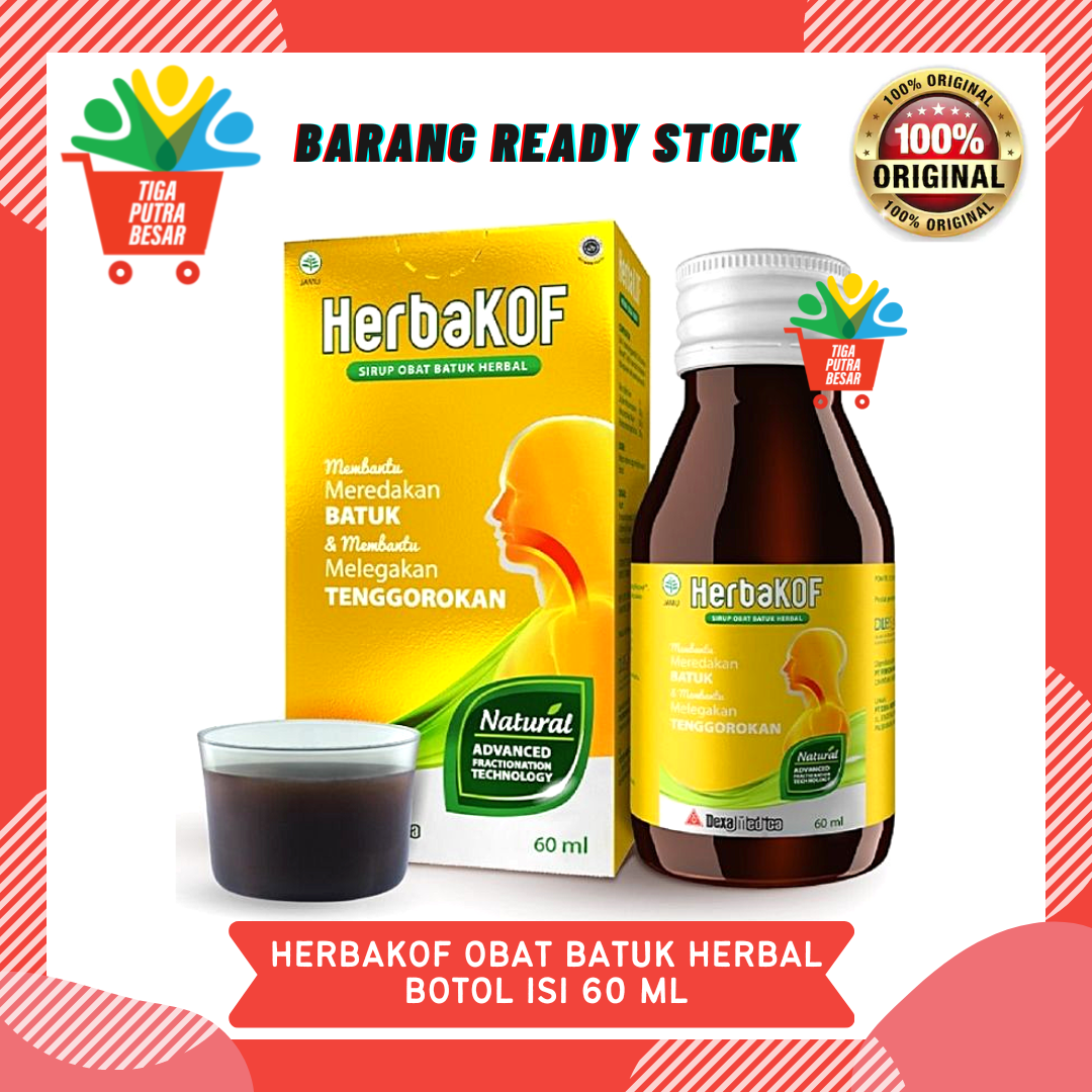 HERBAKOF SIRUP BATUK HERBAL 60 ML / MEREDAKAN BATUK DAN MELEGAKAN ...