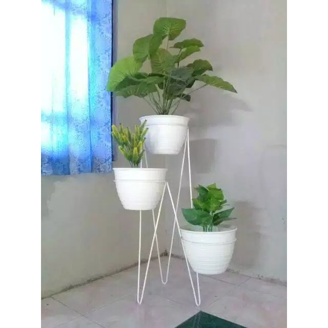 Standing Pot 3 in 1 Dudukan pot 3 susun, rak bunga besi | Lazada Indonesia